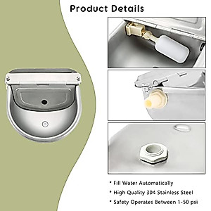 NATGAI Automatic Waterer Bowl with Float Valve and Braided Hose | Stainless Steel Stock Waterer Horse Cattle Goat Sheep Dog Waterer for Livestock Dog Goat Pig Waterer (with Drainage Hole)