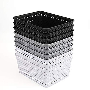Bekith 9 Pack Plastic Storage Basket, Organizer Tote Bin for Closet Organization, De-Clutter, Accessories, Toys, Cleaning Products and More