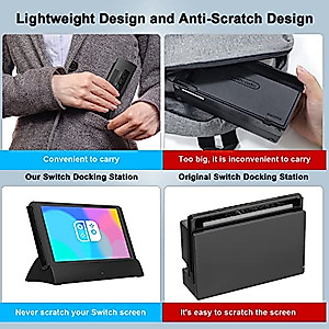 KEKUCULL TV Docking Station for Switch,Portable Switch OLED Dock,Switch Docking Station with 4K/1080P HDMI Adapter and USB 3.0 Port,Replacement for Official Switch Dock