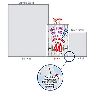 NobleWorks - 40th Birthday Card with Envelope - Funny Stationery Notecard for Birthdays, 40 Year Old Greeting - Age Equation 40 C7196MBG