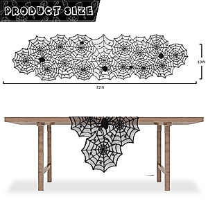 Nialnant Halloween Decoration Table Runner with 12 Pack 3D Bats, Spider Web Black Lace Table Runner for Kitchen Dinner Table, Halloween Party Decoration Indoor - 13 x 72 Inch