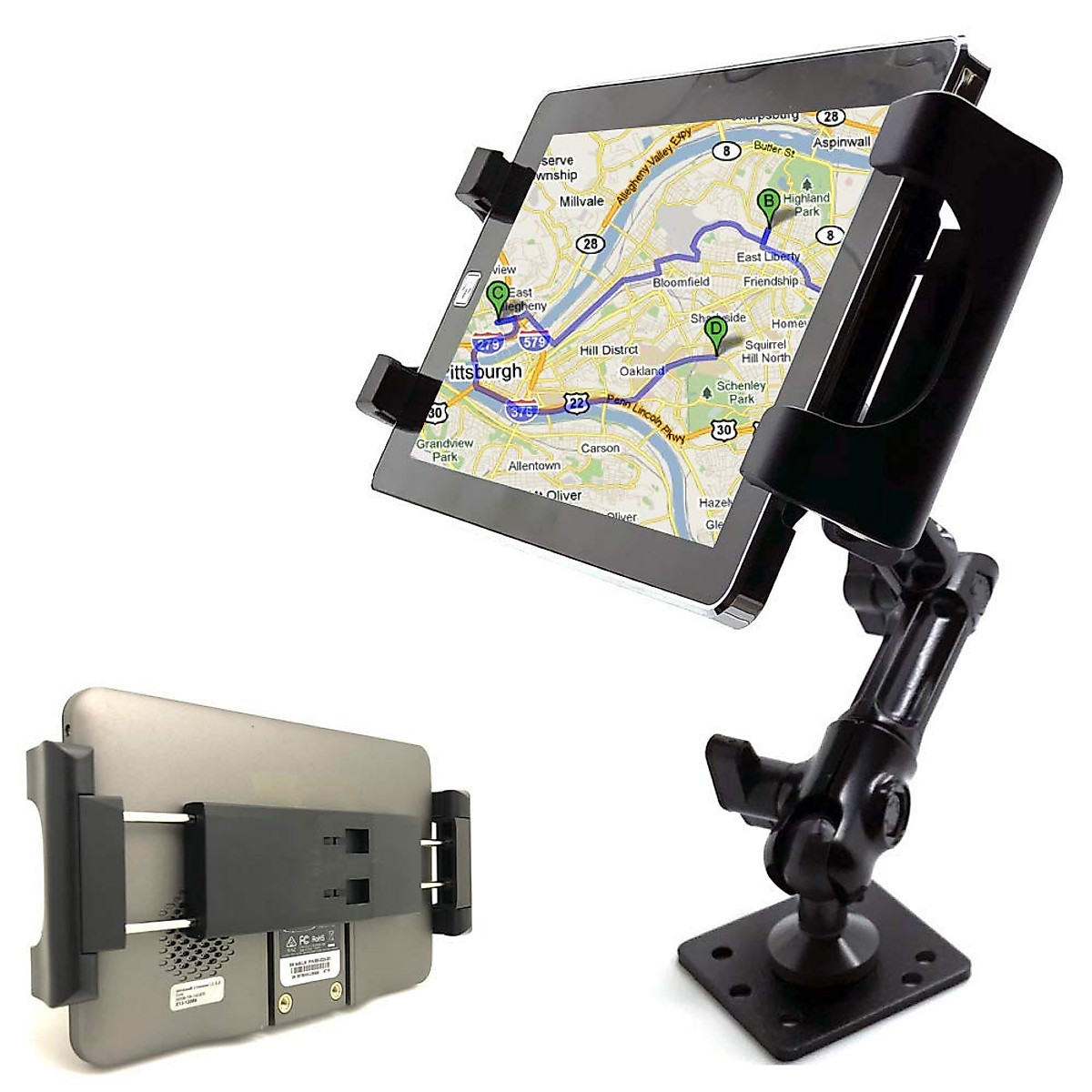 ChargerCity Universal ELD Drill Base Industrial Alloy Heavy Duty Metal Mount Holder for All Tablets and Smartphones Device Pro (All Generations)