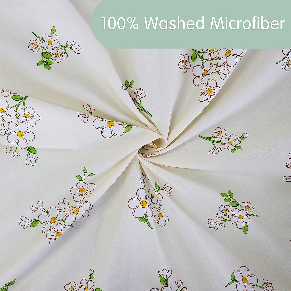 Usfivefam Floral Duvet Cover Set Queen,3pcs Green Floral Printed Duvet Cover Reversible Garden Style Patterned Bedding Set Botanical Comforter Cover with Zipper Closure,Soft and Luxury,90 * 90"