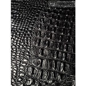 Vinyl Fabric Crocodile Gator Fake Leather Upholstery 54" Wide Sold by The Yard (SEMI Glossy Black)