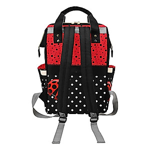 Eiis Unidesign Dots Ladybirds Personalized Diaper Bag Multi-Function Backpack Nappy Bag Travel DayPack for Unisex