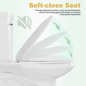 17.5 Inch High Toilet | Extra Tall Toilets With Comfort Height Tall Toilet Seat, 1.28 GPF Side Single Flushing High Toilets For Seniors, Extra High Toilet With 12" Rough-in & Soft-close Toilet Seat