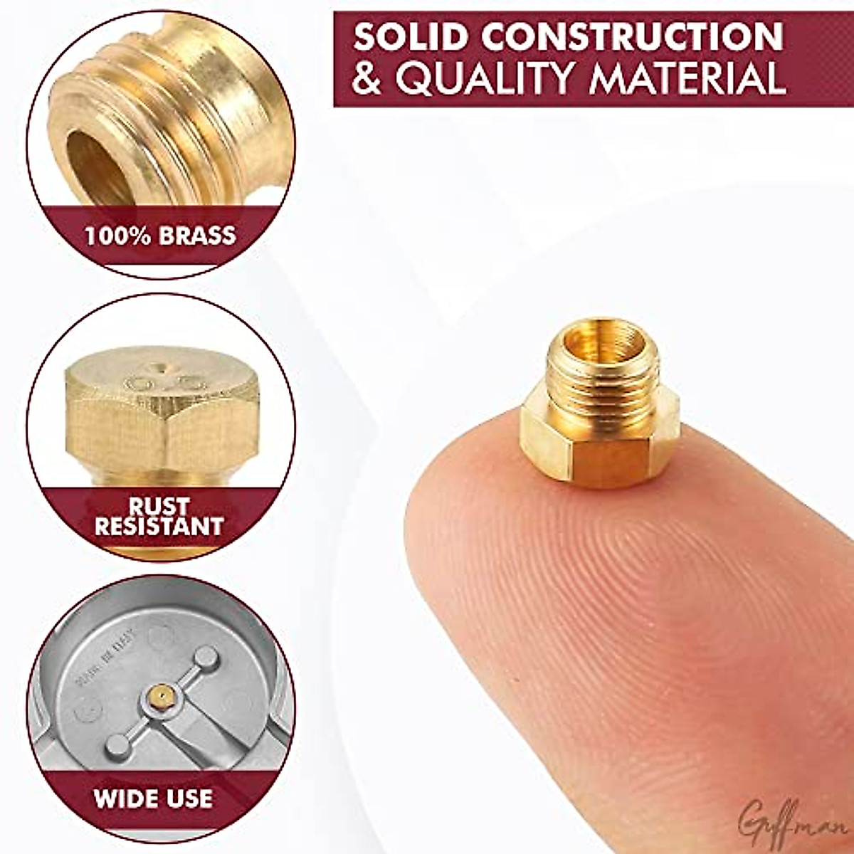 10Pcs Brass Jet Nozzle Propane Orifice Kit - Grill Replacement Parts High Pressure Nozzle Griddle Accessories Kit - Propane Burner Replacement Parts LP Gas Hose Nozzle Conversion Kit