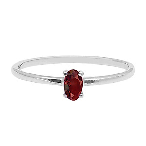 Garnet Stone 925 Sterling Silver Women Wedding Engagement Tiny Ring Stacking Stackable Band (7)