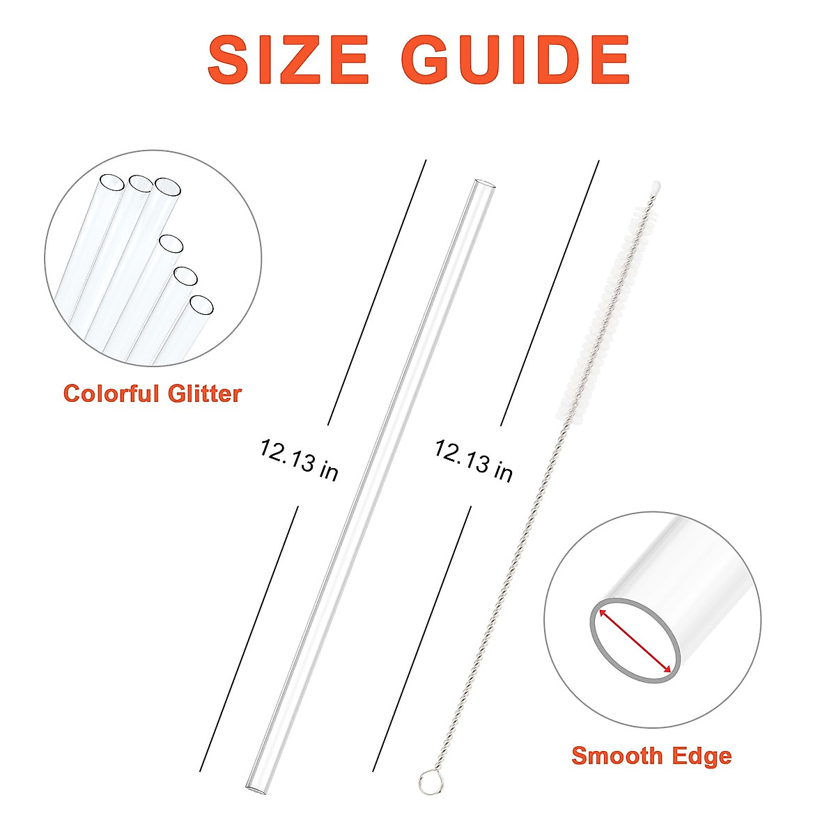 12 Pcs Replacement Straw for Stanley Cup 64oz 40oz 30oz, Reusable Long Clear Straw with Clear Brush for Stanley Cup Accessories, Dishwasher Safe and BPA Free