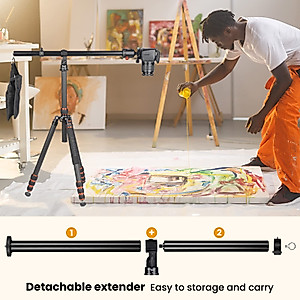 TARION Tripod Extension Arm Horizontal Centre Column Boom 12.6" Extender 360° Rotatable Aluminum Alloy Swivel Lock with Counterweight Sandbag for Overhead Photography and Filming VB-03
