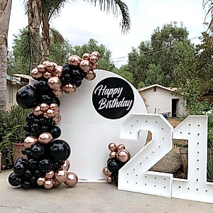 NISOCY Black and Rose Gold Balloons Garland Arch Kit, 120PCS Black Metallic Rose Gold Confetti Balloons for Engagements Wedding Valentine's Day Graduation Birthday Anniversary Party Decorations