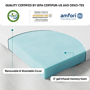 Memory Foam Mattress Topper Queen Size, 3 Inch Gel-Infused Cooling Mattress Pad Cover for Back Pain,Bed Topper with Removable & Washable Bamboo Cover