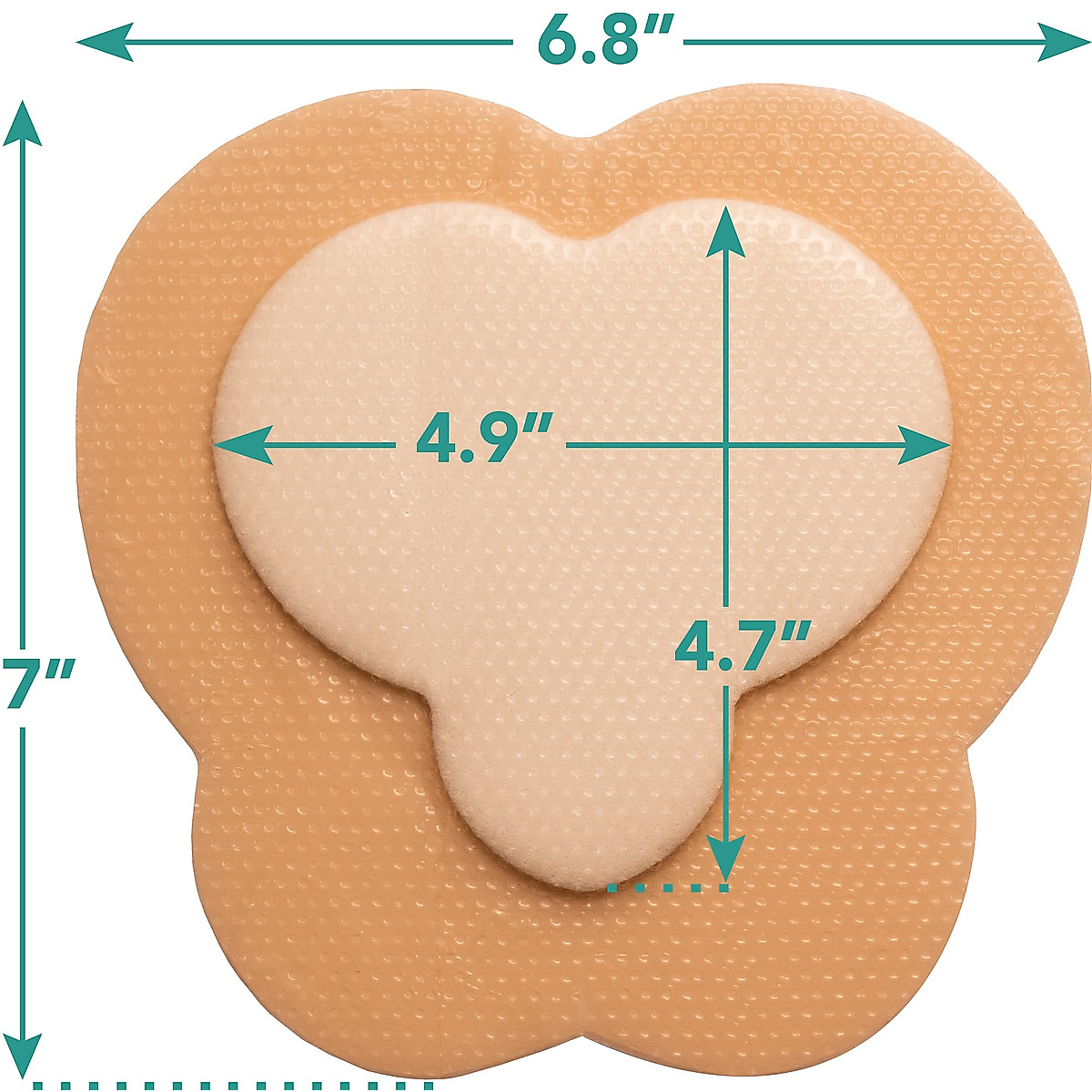 Areza Medical - Ultra-Absorbent Silicone Foam Wound Dressing - Waterproof - with Adhesive Border - sterile - designed for Sacral Wounds - 7" X 6.8" - 5 PCS Per Box