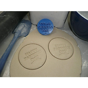 YNGLLC HAPPY FATHERS DAY WORDS WITH MUSTACHE BLOCK FONT COOKIE STAMP EMBOSSER BAKING TOOL 3D PRINTED MADE IN USA PR4196, Blue