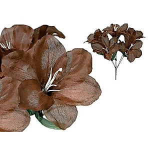 TABLECLOTHSFACTORY 60 Easter Artificial Lilies Wedding Flowers Wholesale Supplies - Chocolate Brown