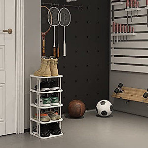 Haiice Shoe Rack Storage Organizer, 5-Tier Stackable Shoe Racks, Vertical Adjustable Shoe Stand Rack for Entryway, Living Room, Garage