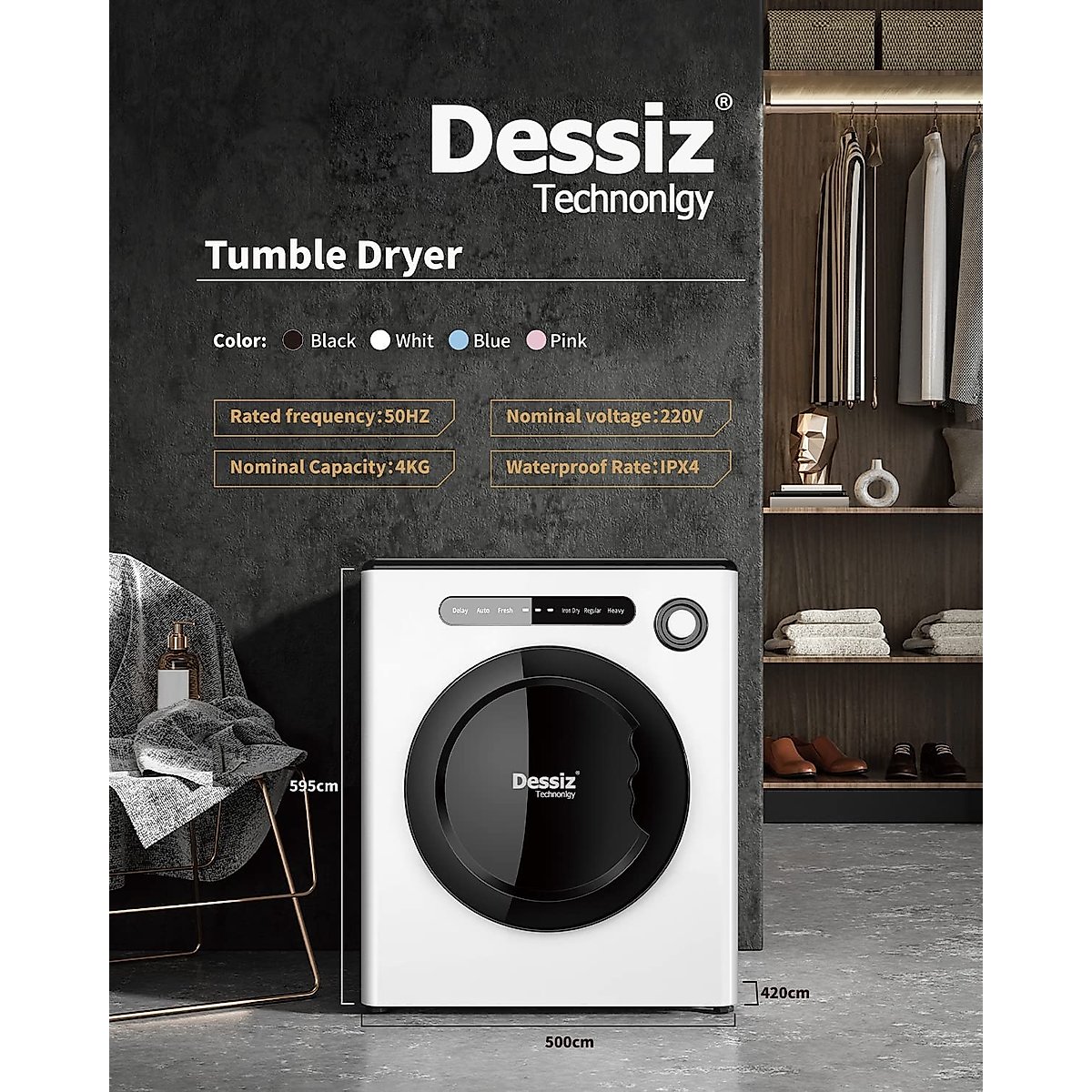 Geekman Compact Clothes Dryer 850W 9lbs Load Capacity, Ideal Portable Drying Machine for Tight Spaces, RVs, and Apartments Quiet, Robust and User-friendly