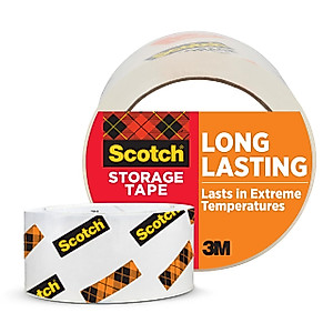 Scotch Long Lasting Storage Packaging Tape, 1.88" x 54.6 yd, Designed for Storage and Packing, Stays Sealed in Weather Extremes, 3" Core, Clear, 1 Roll (3650)