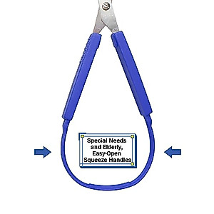 defutay Loop Scissors Colorful Looped Scissor Mini Training Loop Scissors for Children, Special Needs and Elderly, Easy-Open Squeeze Handles, Adaptive Design (Blue)