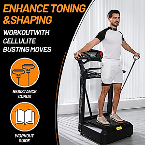 DQGM Vibrating Plate Exercise Machine, Whole Body Vibration Platform with Arm Vibrating Pull Bands, Cardio Training Fitness Vibration Equipment for Home Gym Workout