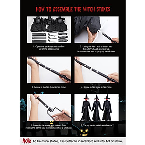 Halloween Decorations Outdoor 3PCS Light Up Witches Holding Hands Witches with Stakes, Scary Screaming Witches with Glowing Face, Creepy Halloween Party Props Decor for Yard Garden Outside Lawn Porch