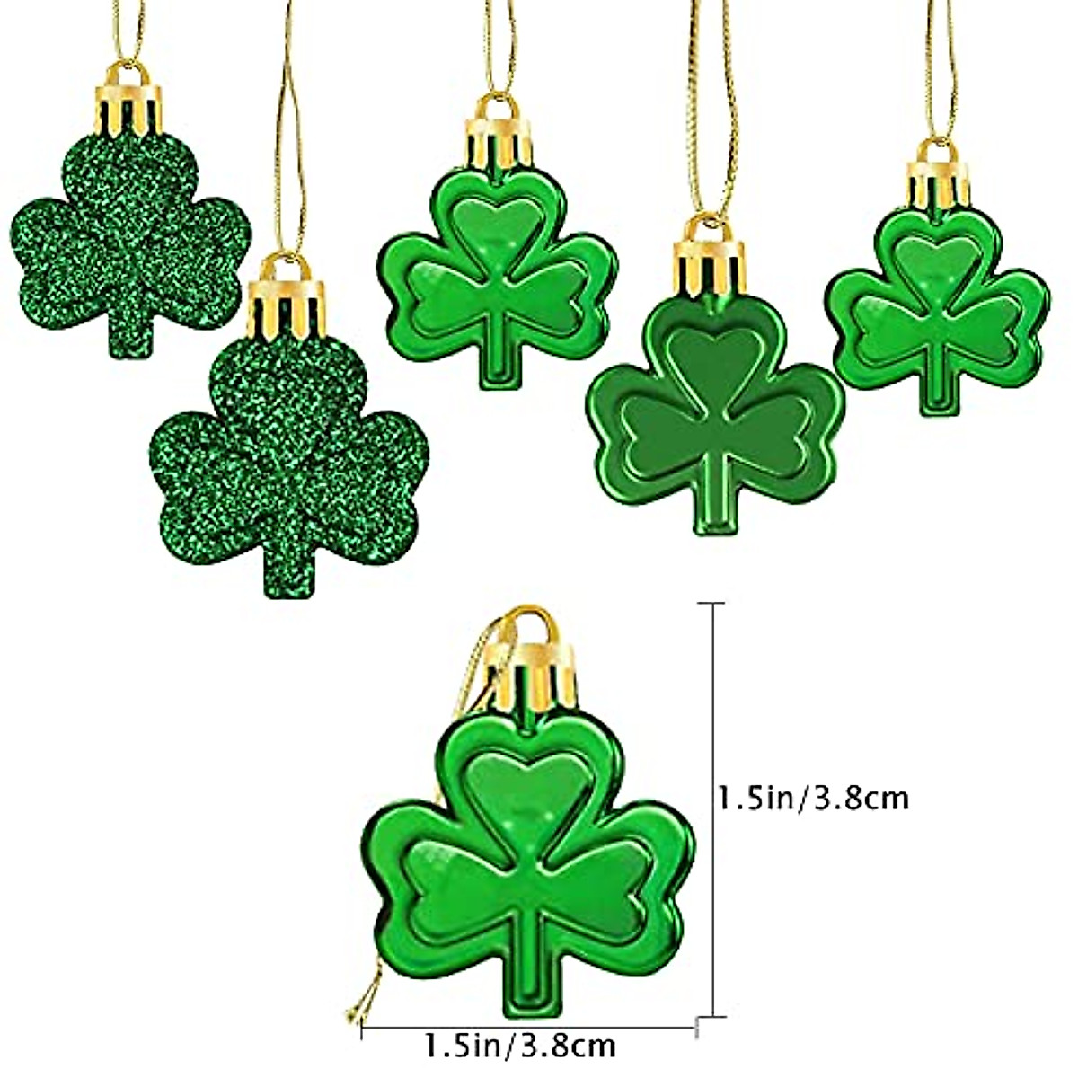 24Pcs St Patrick's Day Shamrocks Ornaments - Shamrocks Decorations |St Patrick's Day Hanging Clover | Romantic Day St Patrick's Day Decorations