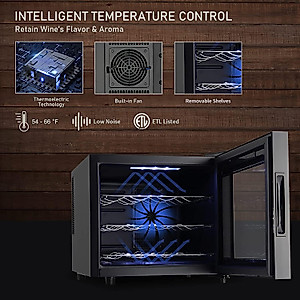 JINJUNYE Wine Cooler Refrigerator, Wine Fridge Small Countertop with Digital Temperature Control, 12 Bottle Mini Freestanding Wine Cellar for Wine, Beer, Gift for Wine Lover