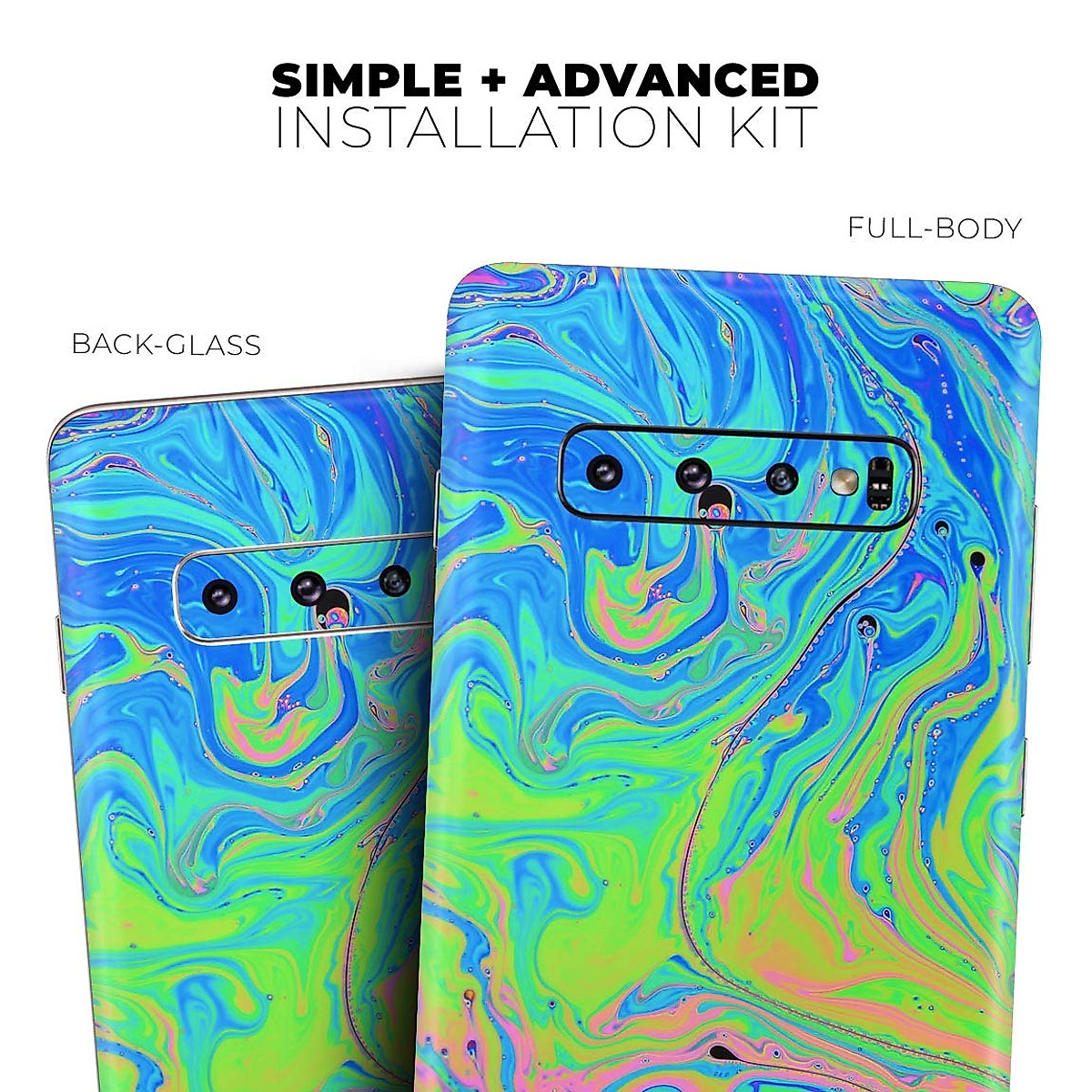 DesignSkinz Neon Color Swirls Protective Vinyl Decal Wrap Skin Cover Compatible with The Samsung Galaxy S20 (Screen Trim & Back Glass Skin)