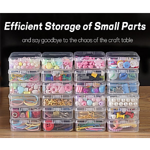 12 Pack Small Plastic Beads Storage Containers Box, Clear Bead Organizer Case with Snap-Tight Closure Hinged Lid for Storage Small Items, Beads, Crafts, Jewelry, Hardware (2.17 x 2.17 x 0.79 in)