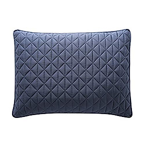 Valeron Palermo Tencel Modal-Performance, Cooling, Silky Soft-Solid Diamond Stitched Quilted Sham Set, Standard, Navy