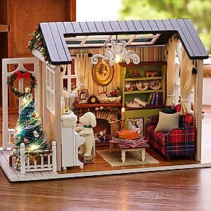 Ailgely DIY Miniature Dollhouse Kit Realistic Mini 3D Wooden Doll House Kit,Tiny House Kit with Furniture LED Lights,Miniature House Kit 1:24 Scale,Gift for Birthday Valentine's Wedding Day