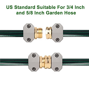 Hose repair kit,（3 Sets）garden hose repair Fittings Aluminum Female and Male With Zinc Clamp Water Hose End Repair Connector Fit 3/4 Inch And 5/8 Inch Garden Hose，garden hose repair kit