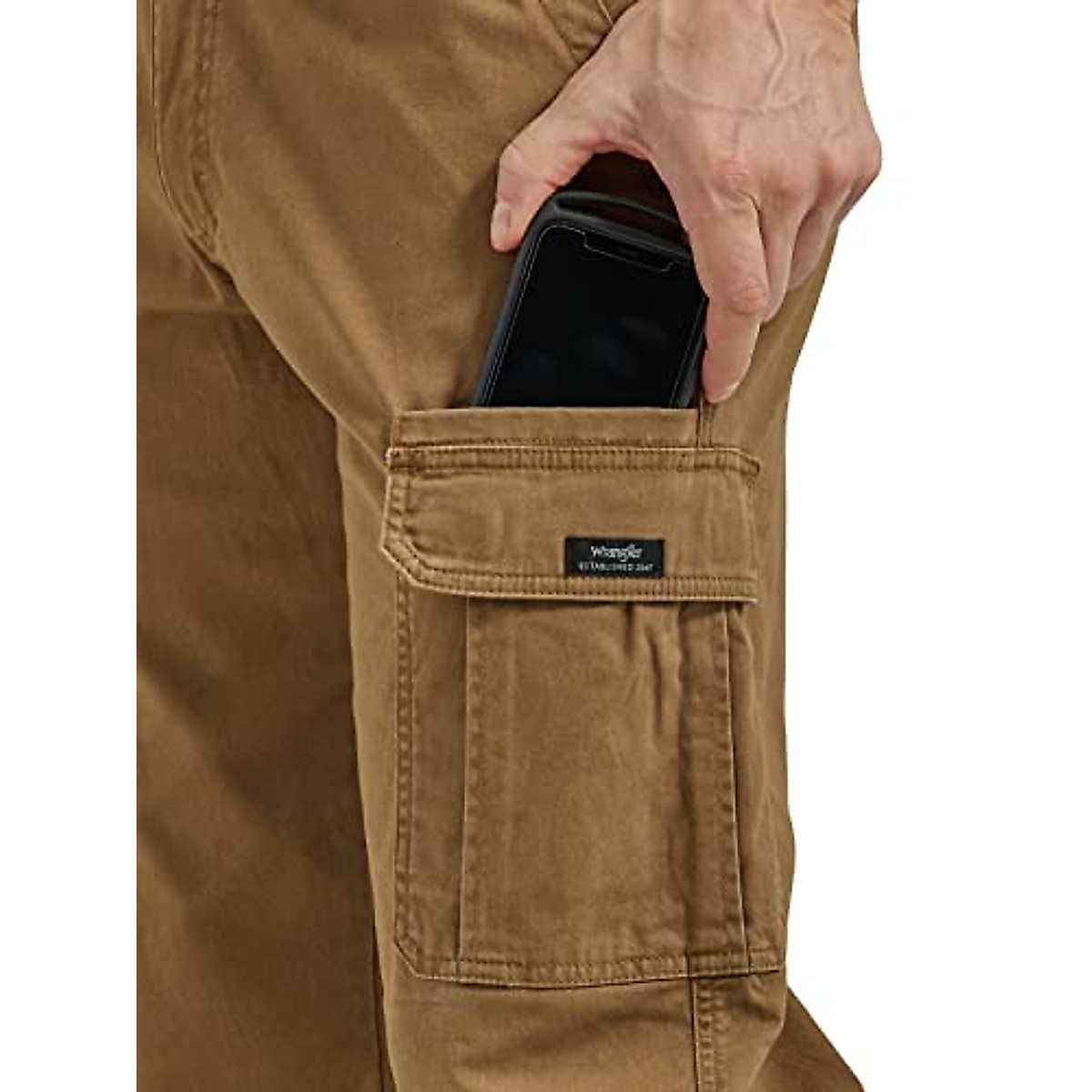 Wrangler Authentics Men's Relaxed Fit Stretch Cargo Pant, Kangaroo