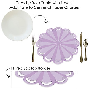 Big Dot of Happiness Purple Stripes - Simple Party Round Table Decorations - Paper Chargers - Place Setting For 12