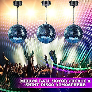 Therwen 3 Pcs Disco Ball Motor Heavy Duty Mirror Ball Motor 3RPM Slow Rotating Motor Disco Ball Rotator for 12-16" Mirror Ball and Under