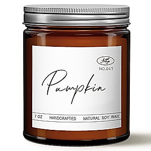 Pumpkin Spice Scented Candles, Organic Soy Candle for Home Scented, Hand-Poured Aromatherapy Candles, Gifts for Women|Men|Families|Friend|Colleague, as Birthday|Holiday|Relaxation Gifts (7oz)