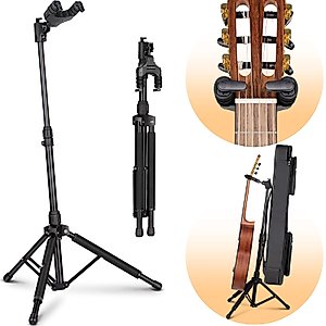 CAHAYA Guitar Stand Universal with Neck Holder Folding Tripod Floor Iron Stand for Acoustic Electric Classical Bass Guitars CY0265