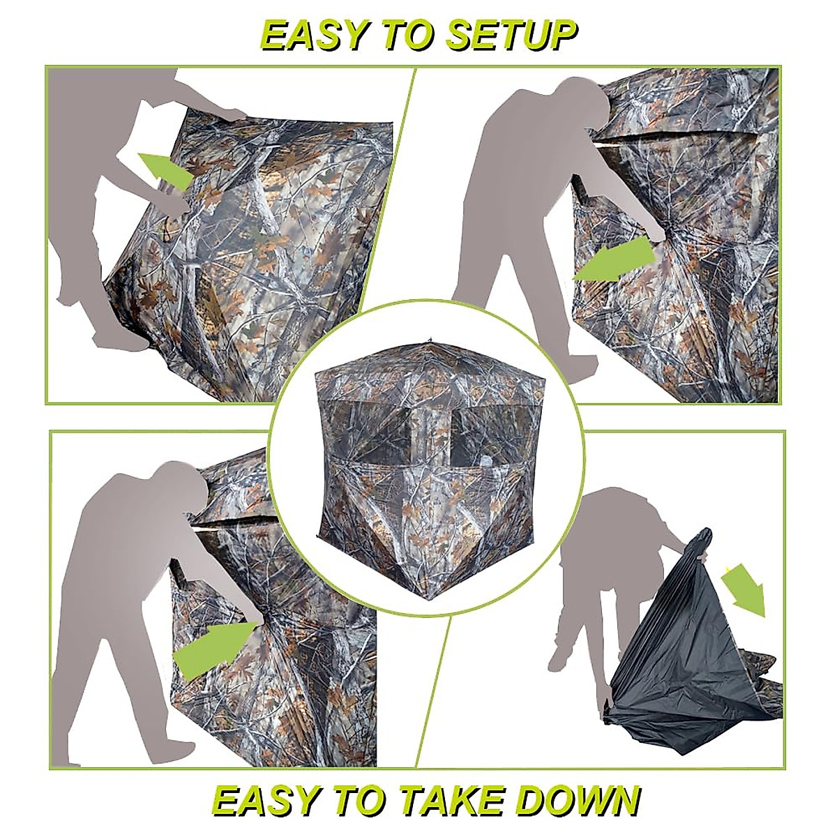 THUNDERBAY SPUR Collector 2 Person Hunting Blind, Portable Ground Blind with Silent Sliding Window, Portable Durable Hunting Tent for Deer & Turkey Hunting, JXJ Camo