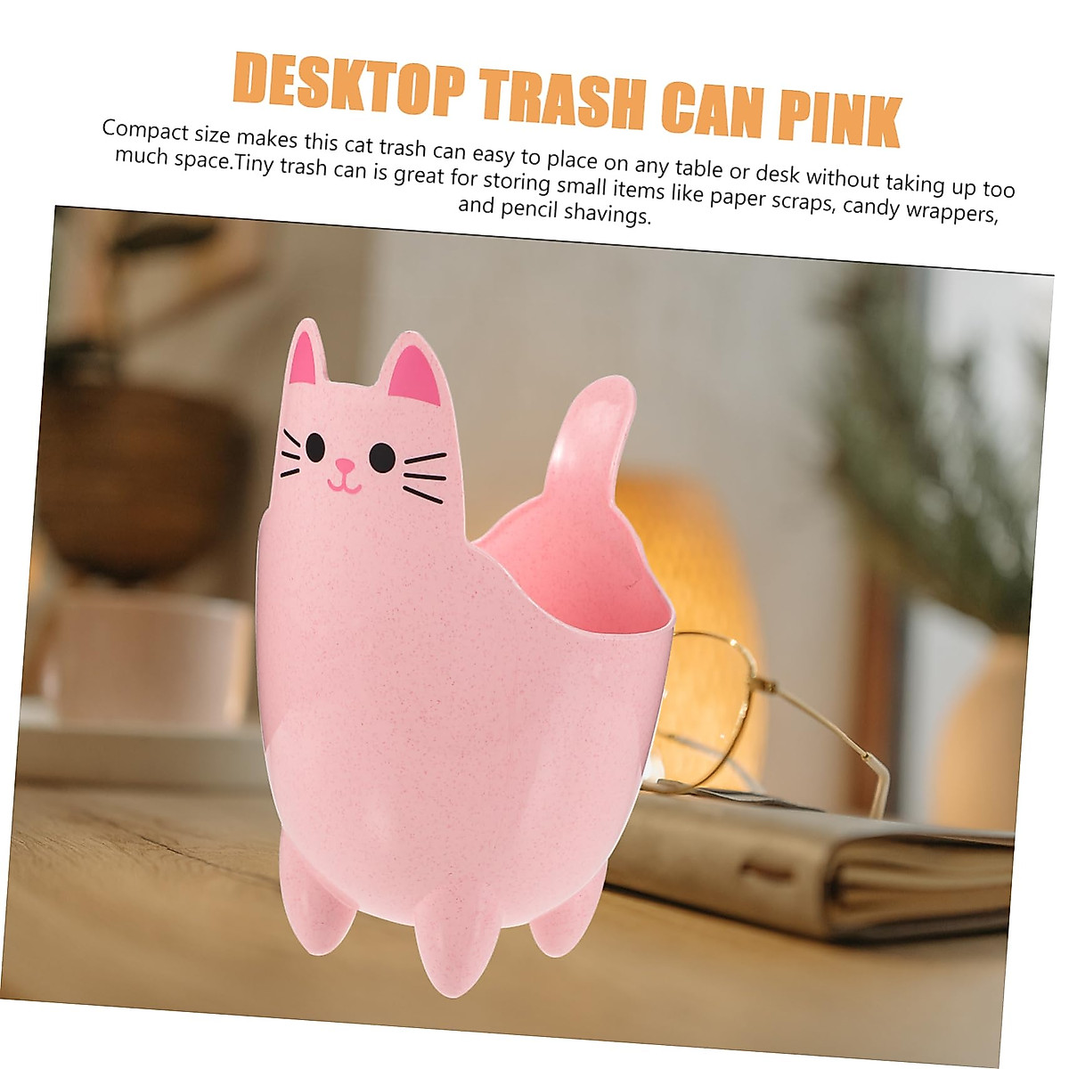 MAGICLULU Cat Shaped Trash Can Plastic Waste Basket Countertop Trash Can Mini Baskets Desk Trash Can Mini Plastic Baskets Rv Trash Can Garbage Can Kawaii Cat Trash Can Pink Cat Trash Bin