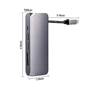 XUNMAIFHB Portable Docking Station,Type C to VGA/USB3.0 HUB/SD TF Card Converter Seven-in-one Multi-Function Docking Station Fast Transmission