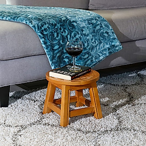 DTY Indoor Living Fairplay Carved Wooden Step Stool, Floral, Natural