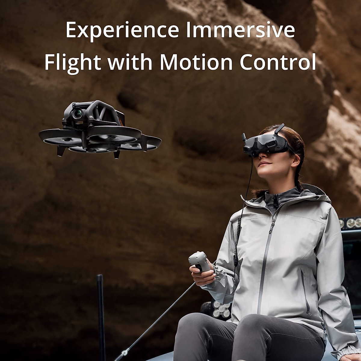 DJI Avata, First-Person View Drone with 4K Stabilized Video, Super-Wide 155° FOV, Built-in Propeller Guard, HD Low-Latency Transmission, Black, FAA Remote ID Compliant