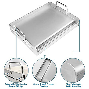 Utheer Grill Parts with 7636 Flavor Bars, 69787 Grill Burner and Ignitor for Weber Spirit 300 Series with Front Control, Universal Stainless Steel Griddle, 17" x 13" Griddle Flat Top Plate