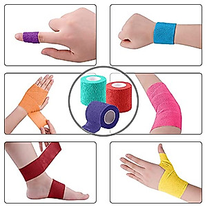 BQTQ 30 Rolls Self Adhesive Bandage Wrap 2 inch Self Adherent Wrap Tape Breathable Athletic Tape Stretch Sports Wrap Self Adhesive Wrap for Wrist Ankle Swelling Sprains(Rainbow Color)