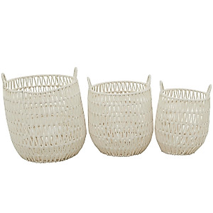 Deco 79 Storage Basket, 3 Pieces CONVINIENTLY Sized, White