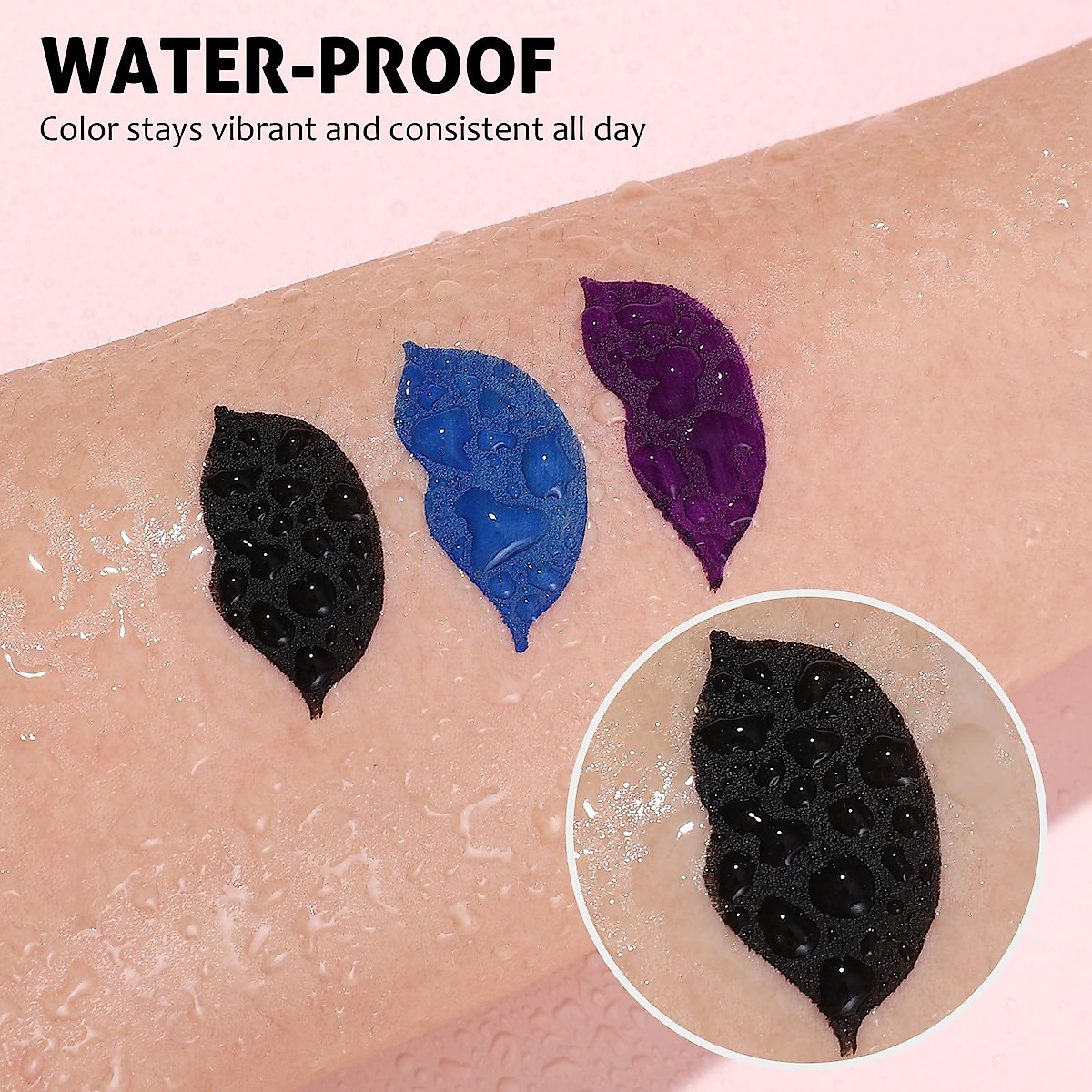 BADCOLOR 3 Colors Matte Liquid Lipstick Set, 24-Hour Smudge Proof Permanent Dark Lipstick Waterproof Velvet Nonstick Cup Stain Lip Gloss Set, Halloween Makeup Lip Gloss Gift - Purple, Black, Blue