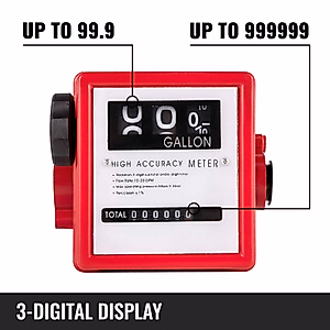 VEVOR Mechanical Fuel Meter 20 GPM Fuel Flow Meter 3-Digital Batch Display Fuel Transfer Meter 1 Inch Diesel Fuel Flow Meter All Fuel Transfer Pumps Gasoline Flow Meter