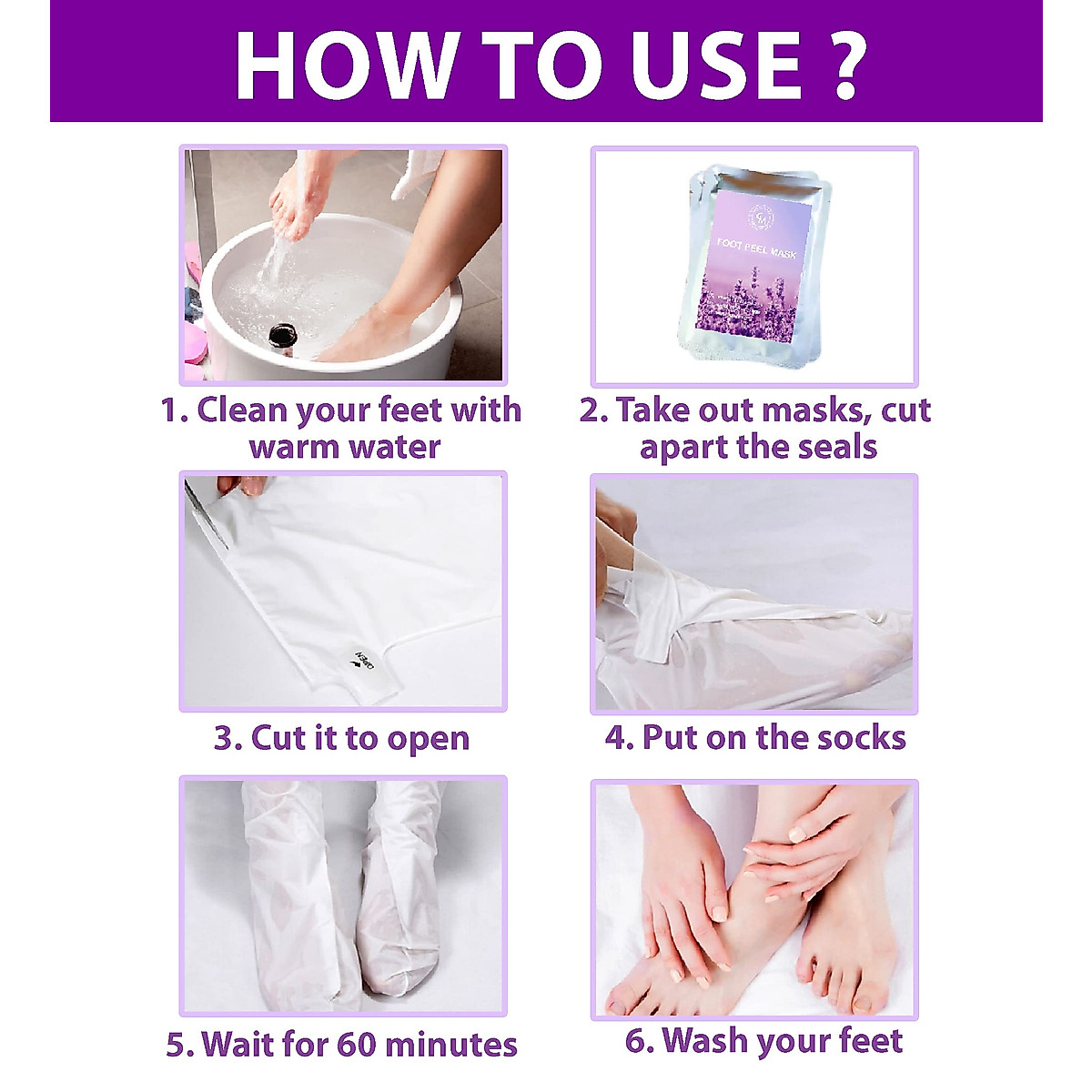 Foot Peel Mask by C&M Goods Co, Callus Remover for Feet 3 Pack of Foot Exfoliator Peeling Mask, Repairs Cracked Heels, Dead Skin, Baby Soft Smooth Touch Feet, Foot Callus Remover for Men and Women