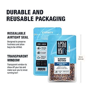 Tiesta Tea - Blueberry Wild Child, Blueberry Hibiscus Herbal Tea, Premium Loose Leaf Tea Blend, Non-Caffeinated Fruit Tea, Make Hot or Iced Tea & Brews Up to 25 Cups - 1.8oz Resealable Pouch