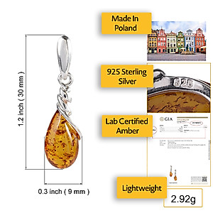 Amber Earrings - 925 Baltic Honey Amber Dangling Earrings "Eleanor" - GIA Certified - Gemstone Dangle Earrings - Sterling Silver Jewelry Collection